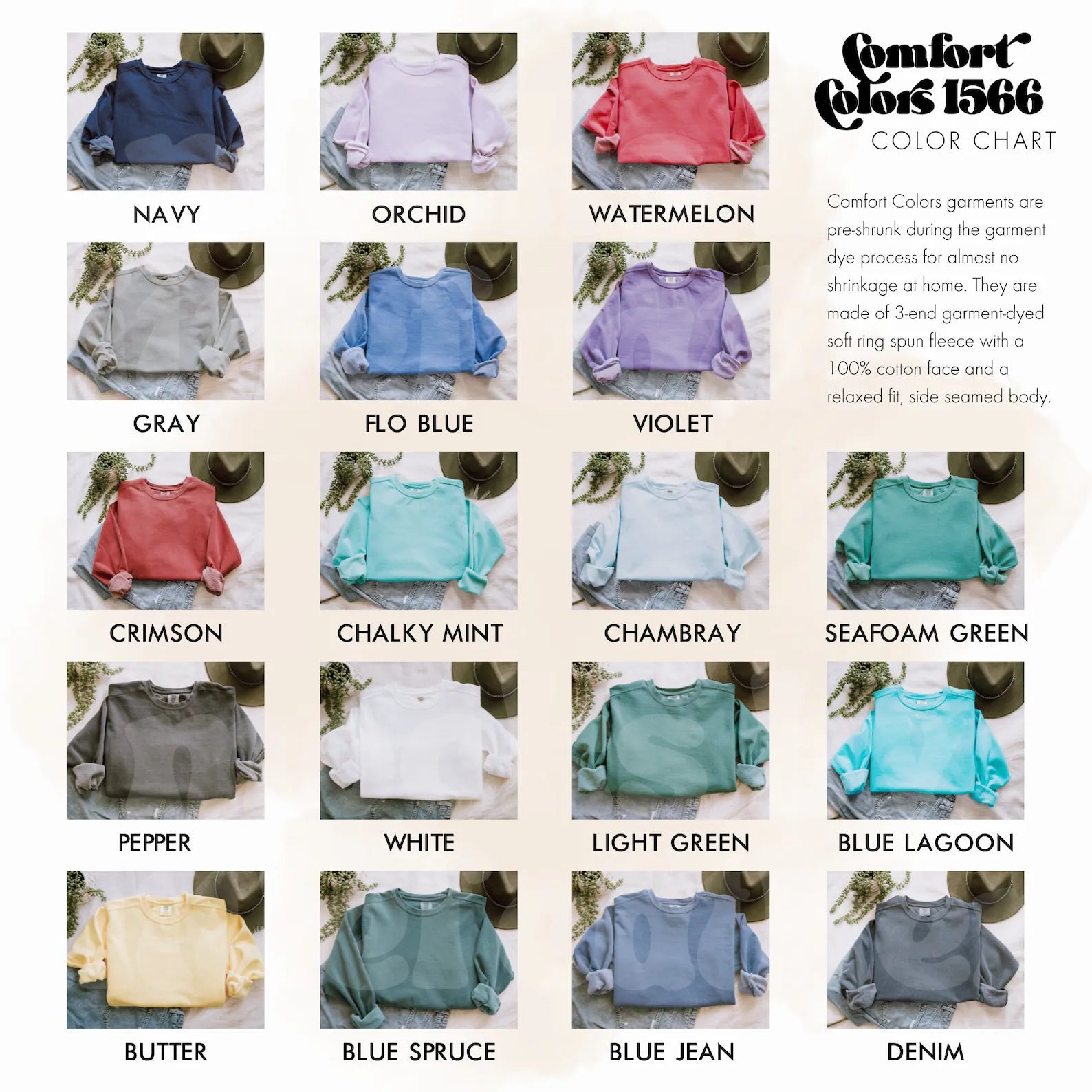 comfort colors color chart – BEC Creations & Designs